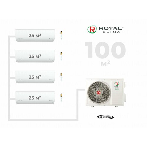 Инверторная мульти сплит-система Royal Clima Multi Gamma Gloria на 4 комнаты (4*25 м2) 4TFM-32HN/OUT + 4*RCI-GLF09HN, комплект, белый