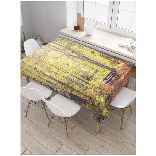 Скатерть прямоугольная JoyArty "Лесной столик" из сатена, 180x145 см