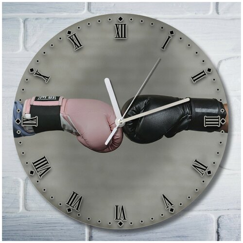 Настенные часы УФ Спорт (интерьер, спортзал, бокс, боксёрские перчатки) - 1275