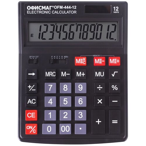 Калькулятор бухгалтерский ОфисМаг OFM-444-12, черный