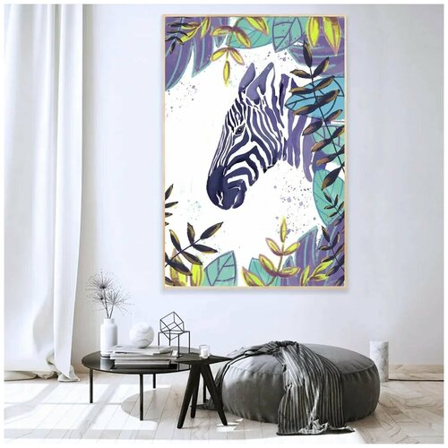 Картина интерьерная на холсте Art. home24 Сиреневая зебра, 100 x 150