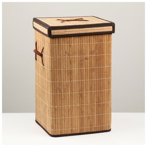 Корзина для хранения, квадрат, с ручками, складная, 30×30×50 см, бамбук