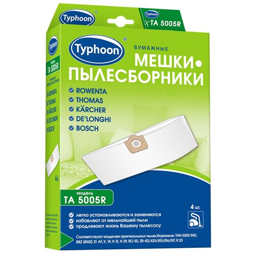 Тайфун Бумажные мешки-пылесборники TA 5005R, белый, 4 шт.