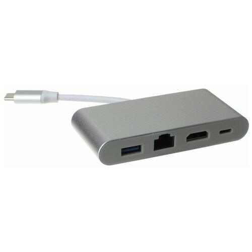 Адаптер / переходник / конвертер / хаб 4in1 USB3.1 Type-C на HDMI / USB3.0 / USB-C / RJ45 (до 100 Mbps)