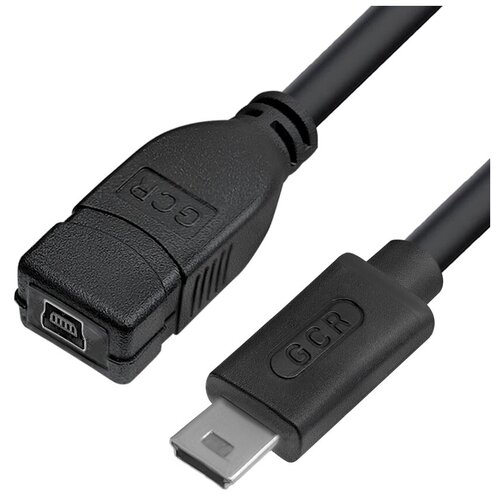 GCR Удлинитель 0.5m USB MiniUSB M/F черный