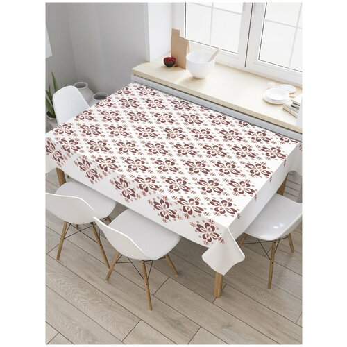 Скатерть прямоугольная JoyArty на кухонный стол "Орнамент для вышивки" из оксфорда, 120x145 см