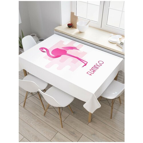 Скатерть прямоугольная JoyArty на кухонный стол "Векторный фламинго" из оксфорда, 180x145 см