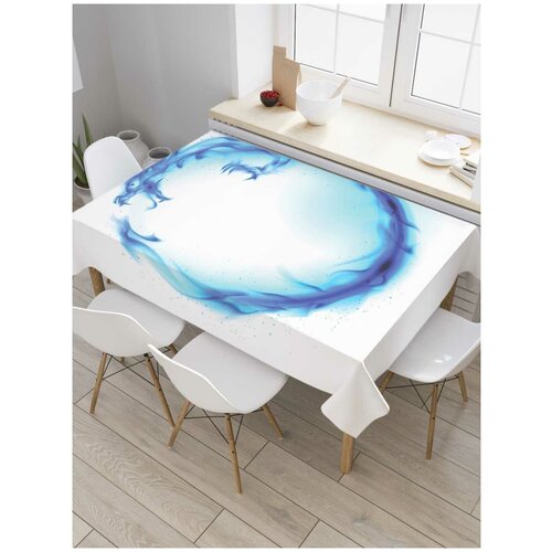 Скатерть прямоугольная JoyArty на кухонный стол "Стихийный дракон" из оксфорда, 120x145 см