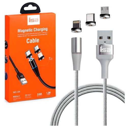 Магнитный кабель ISA MC-04 для зарядки Apple и Android устройств