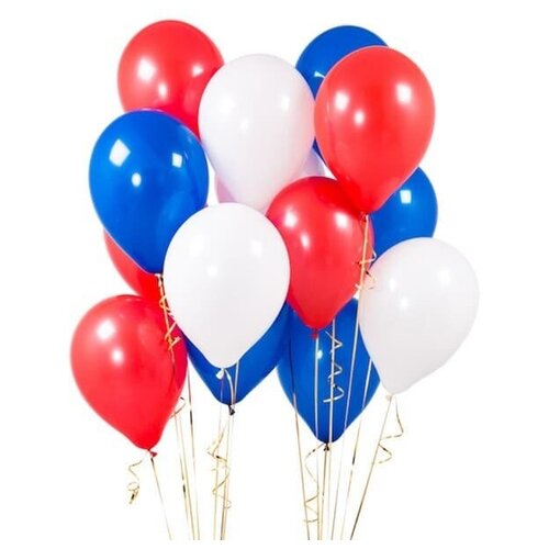 Латексные воздушные шары триколор, флаг России 90 штук/воздушные шарики