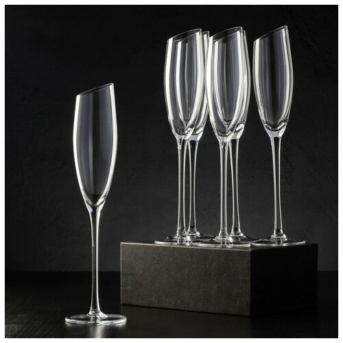 Набор бокалов стеклянных для шампанского Magistro «Иллюзия», 180 мл, 5,5×27,5 см, 6 шт, цвет прозрачный