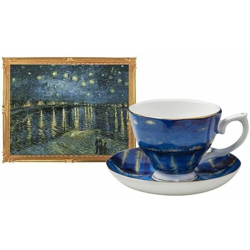 Чашка для чая с блюдцем подарочный комплект Винсент Ван Гог Звездная ночь над Роной
