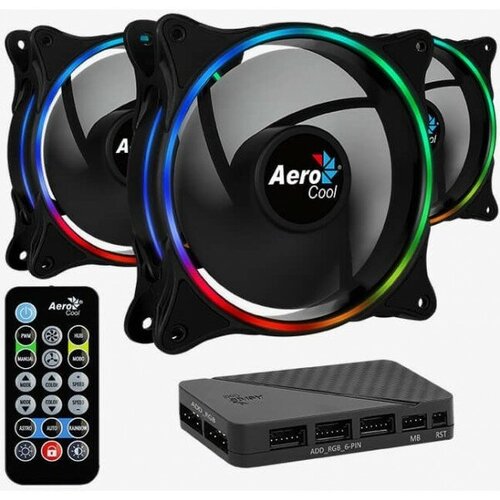 Вентилятор Aerocool Eclipse 12 Pro (3x120мм, 19.8dB, 1000rpm, 6 pin, подсветка+ контроллер) RTL