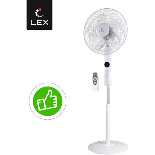 Вентилятор напольный с пультом LEX LXFC 8340, 16", 50Вт, с ПДУ, LED белый