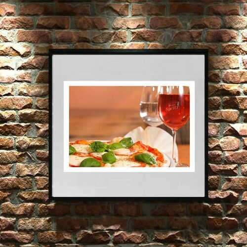 Постер "Пицца и бокал красного" Cool Eshe из коллекции "Еда и кухня", плакат А4