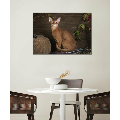Картина - кошка, абиссинская кошка, древняя кошка, домашняя кошка, ласковая кошка, кот (188) 50х70
