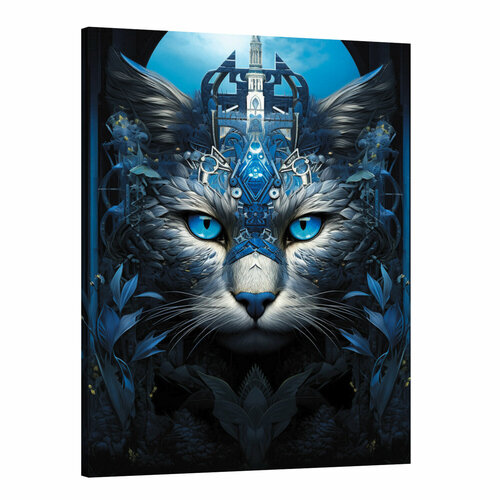 Интерьерная картина 50х70 "Синие коты в уголках воображения"