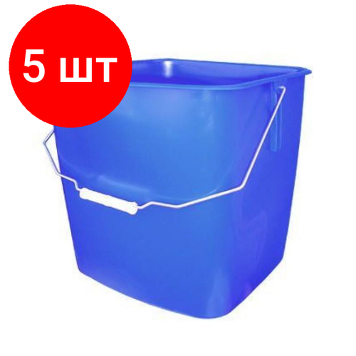 Комплект 5 штук, Ведро для тележки прямоугольное пластик синий 25л 25EC/7