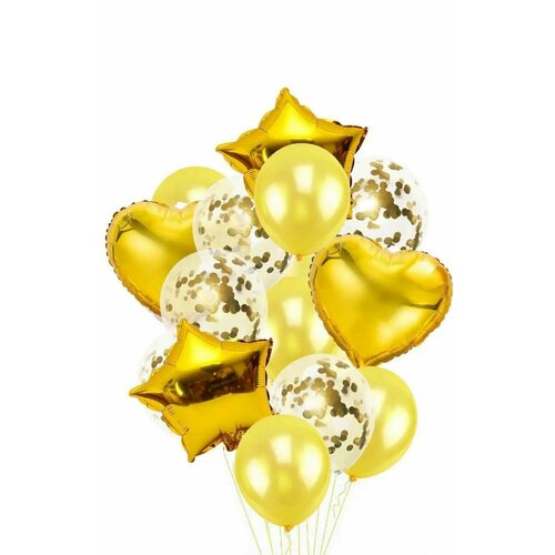 Набор воздушных шариков/ Воздушные шарики с конфетти/ Праздничный набор шаров/ Шарики для праздника/Желтый
