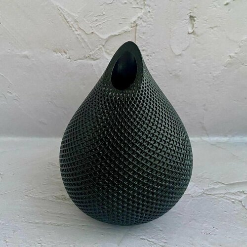 Мини-ваза декоративная из гипса для сухоцветов "Капля", 13см (цвет черный)