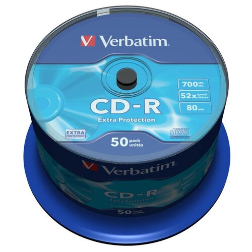 Носители информации CD-R, 52x, Verbatim Extra Protection, Cake/50, 43351