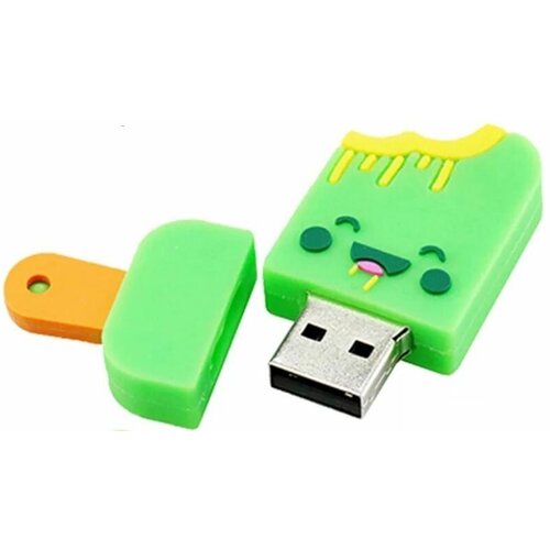 USB Флешка сувенирная подарочная Мороженое с рожицей зелёное 32 ГБ