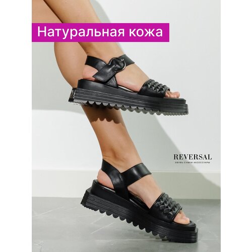 Сандалии Reversal, гладкая фактура, размер 37, черный