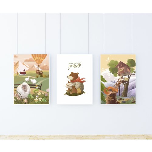 Набор плакатов "Маленький мир" 3 шт. / Набор интерьерных постеров формата А3 (30х42 см) без рамы