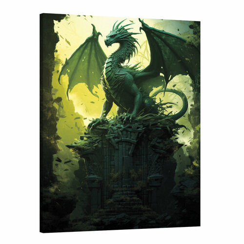 Интерьерная картина 50х70 "Зеленый дракон: смертельные испытания"