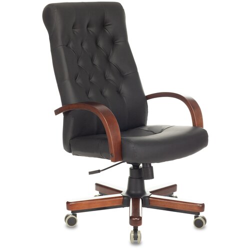 Кресло руководителя Бюрократ T-992 8WALNUT/ECO черный эко. кожа крестовина металл/дерево