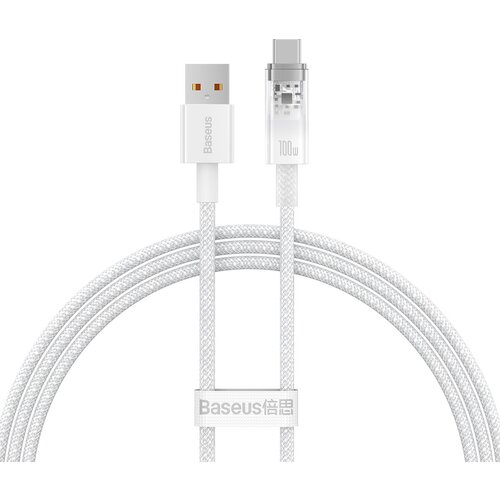 Кабель Baseus Explorer Series Fast Charging Cable with Smart Temperature Control USB - Type-C 100W 1m (CATS010402) Белый