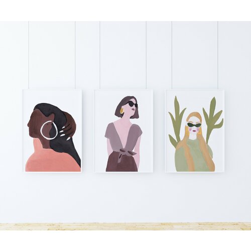 Набор плакатов "Abstract Lady Art" 3 шт. / Набор интерьерных постеров формата А2 (40х60 см) без рамы
