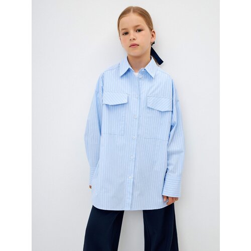 Школьная рубашка Sela, размер 134, голубой