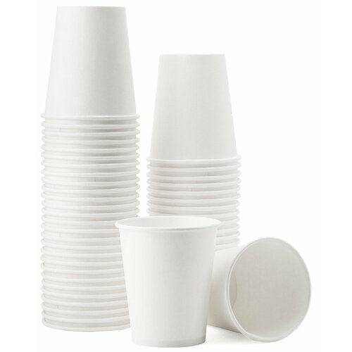 Бумажные одноразовые стаканы, 250 мл, белые, для кофе и чая, 100 шт. в упаковке