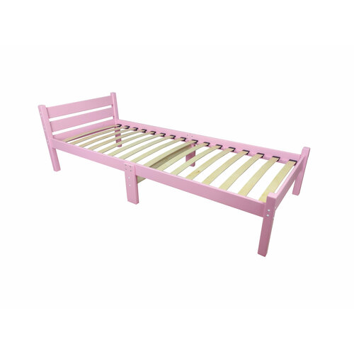 Кровать односпальная с ортопедическим основанием для взрослых из сосны 60х190 см, розовая