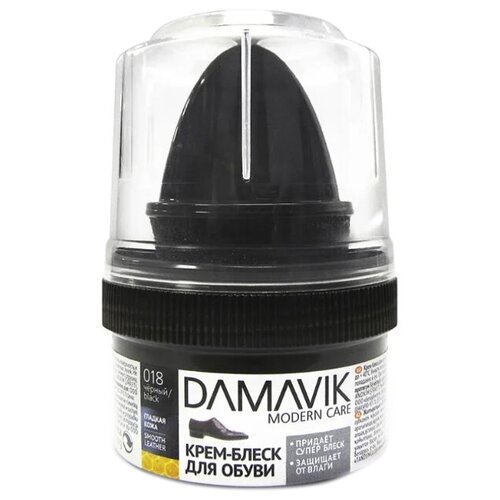 Damavik Крем-блеск для обуви с губкой черный, 50 мл
