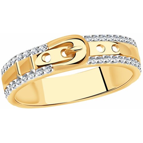 Кольцо Diamant online, золото, 585 проба, циркон, размер 16.5
