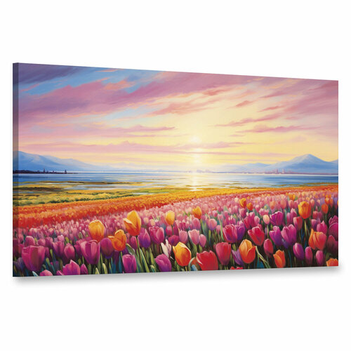 Интерьерная картина 100х60 "Тюльпановое море"