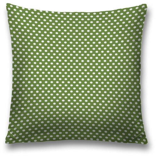 Наволочка декоративная на молнии, чехол на подушку JoyArty "Горошек на зеленом фоне" 45х45 см