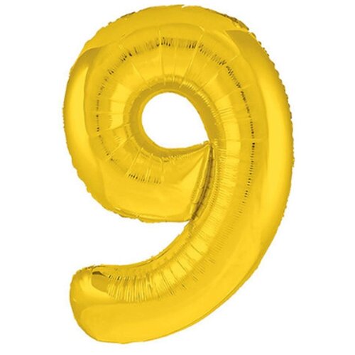 Шар фольгированный 40" LETI "Цифра 9", цвет золото, Slim