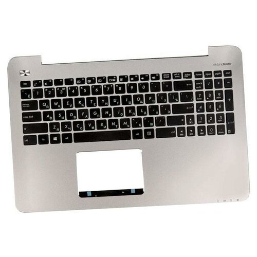 Клавиатура для ноутбука Asus K555LN с металлическим топкейсом и динамиками [90NB0647-R32RUO], silver, черные кнопки