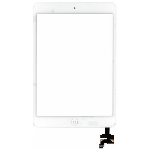 Сенсорное стекло (тачскрин) Ipad mini + stiker + IC с кнопкой Home белое (A1432 A1454 A1455) OEM