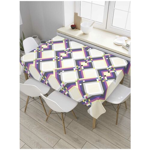 Скатерть прямоугольная JoyArty на кухонный стол "Решетка в цветах" из оксфорда, 120x145 см