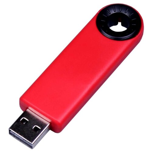 Классическая красная выдвижная пластиковая флешка с круглым отверстием (8 Гб / GB USB 2.0 Черный/Black 035R)