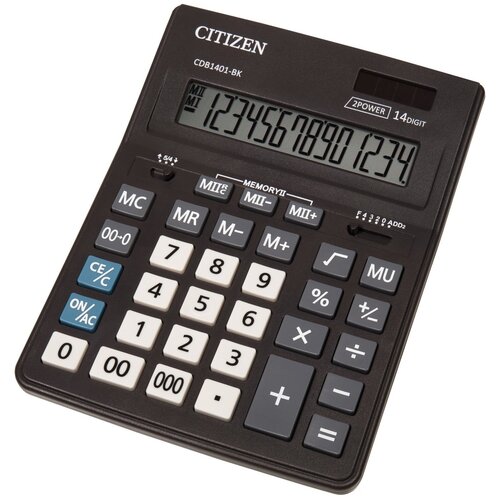 Калькулятор настольный 14-разрядный, 155 х 205 х 35 мм, двойное питание CDB1401BK