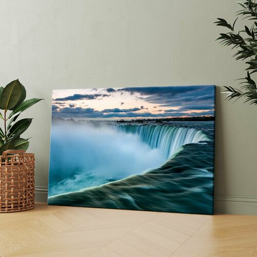 Картина на холсте (Водопад в воде) 20x30 см. Интерьерная, на стену.
