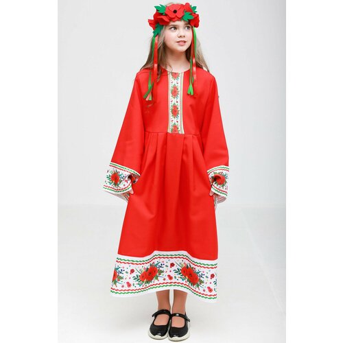 Русский народный костюм для девочки платье красное с венком