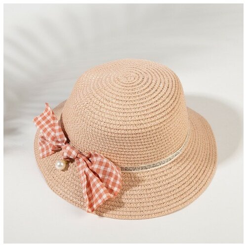Шляпа для девочки MINAKU с бантом, цвет розовый, р-р 52 , 1 шт.