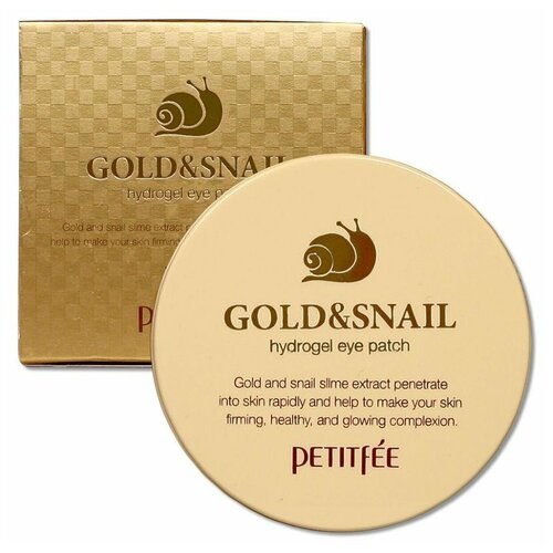 Гидрогелевые патчи для век с муцином улитки Petitfee Hydro Gel Eye Patch Gold & Snail
