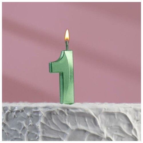 Свеча в торт на шпажке «‎Грань», цифра "1", изумруд, 5 см